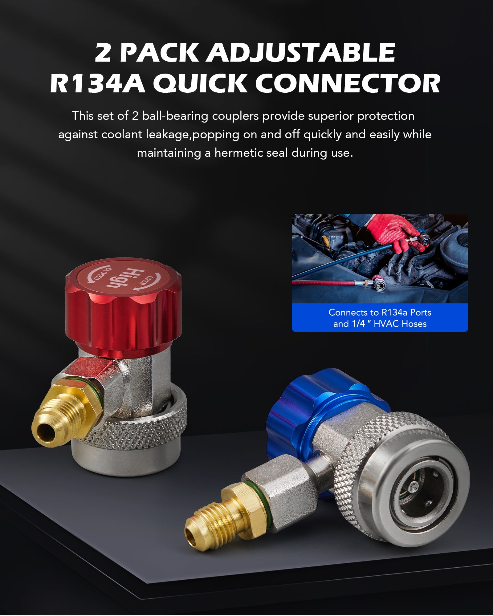 R134a Quick Coupler Adapter, Adjustable R134a Adapters and AC Hose Fit ...