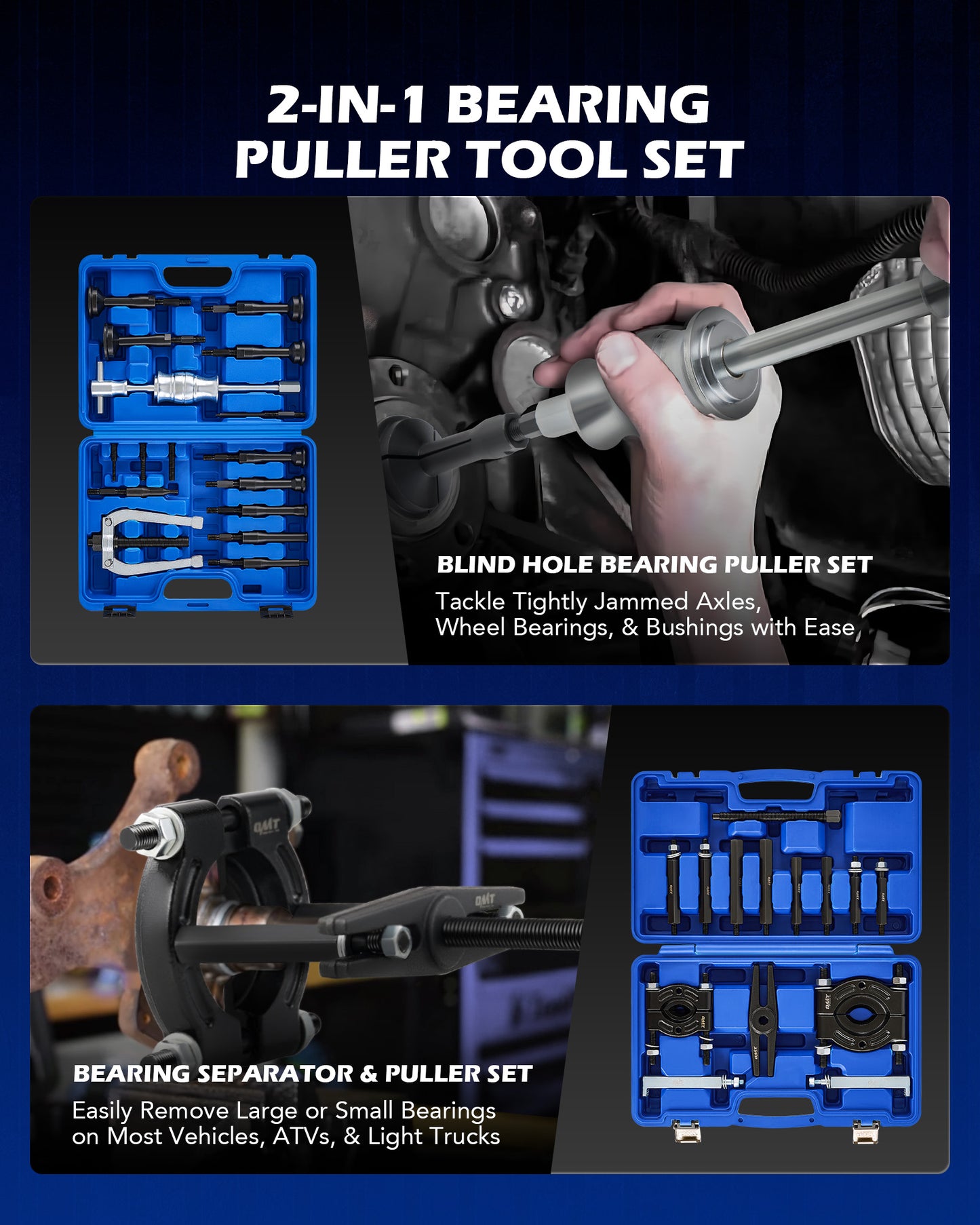 Bearing Puller & Housing Removal Set, 30 pc. 2-in-1 Bearing Puller Too ...