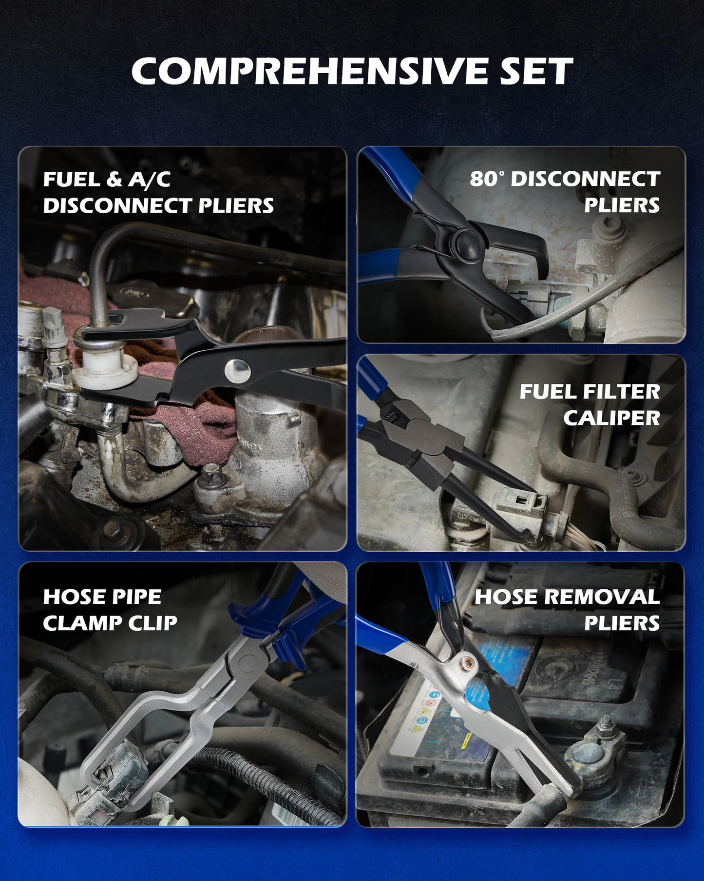Hose Repair Kit, 9 Piece Long Reach Hose Clamp Pliers Tool Set ...
