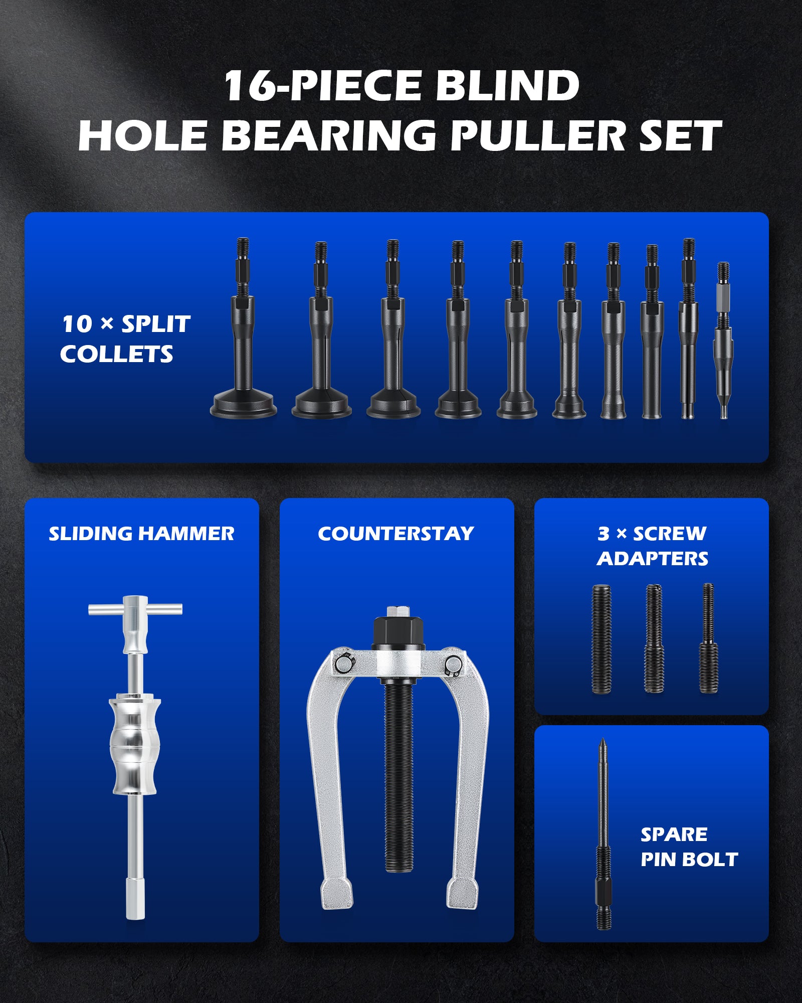 Bearing Puller Set,16pcs Blind / Internal /Bearing Puller - OMT ...