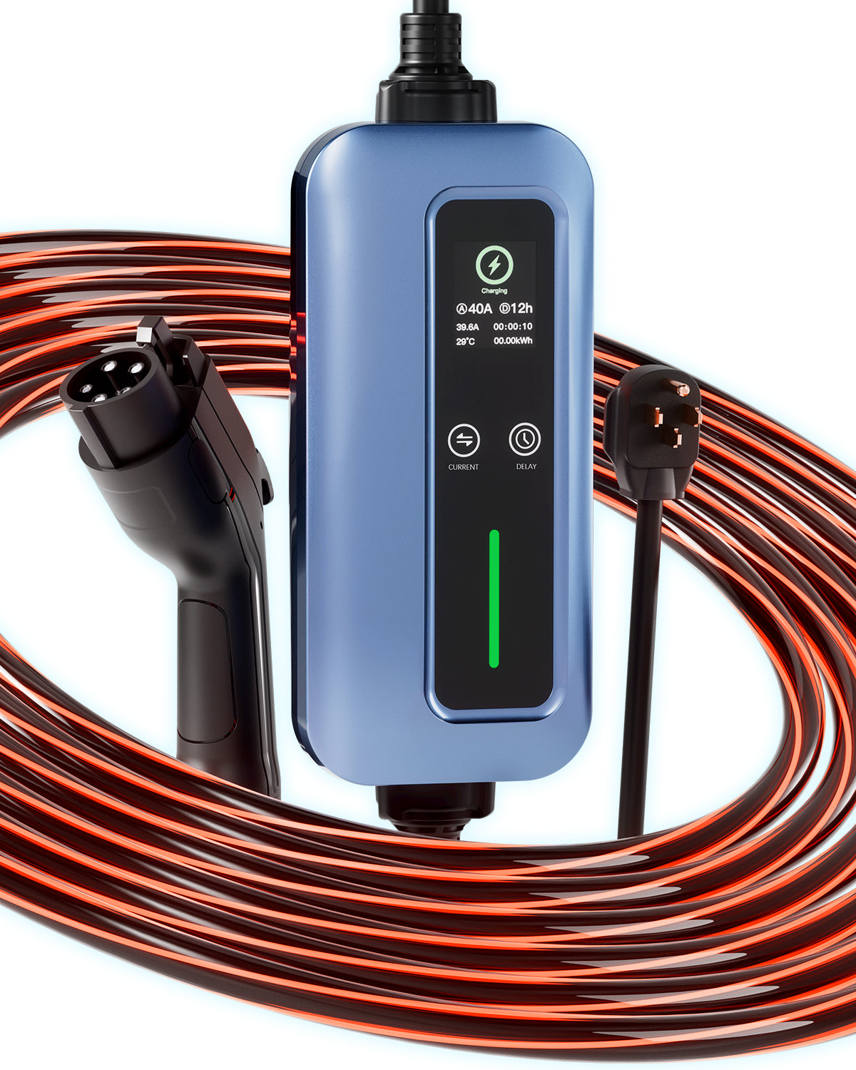 Level 2 & 1 Portable EV Charger with Glowing Cable 16-40A 25FT - OMT ...