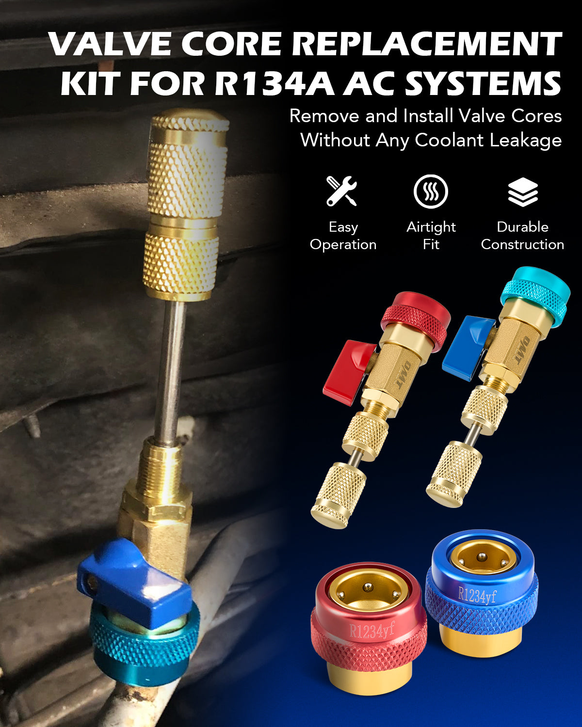 AC Valve Core Removal Tool, R134a R1234yf R22 Valve Core Remover Insta ...