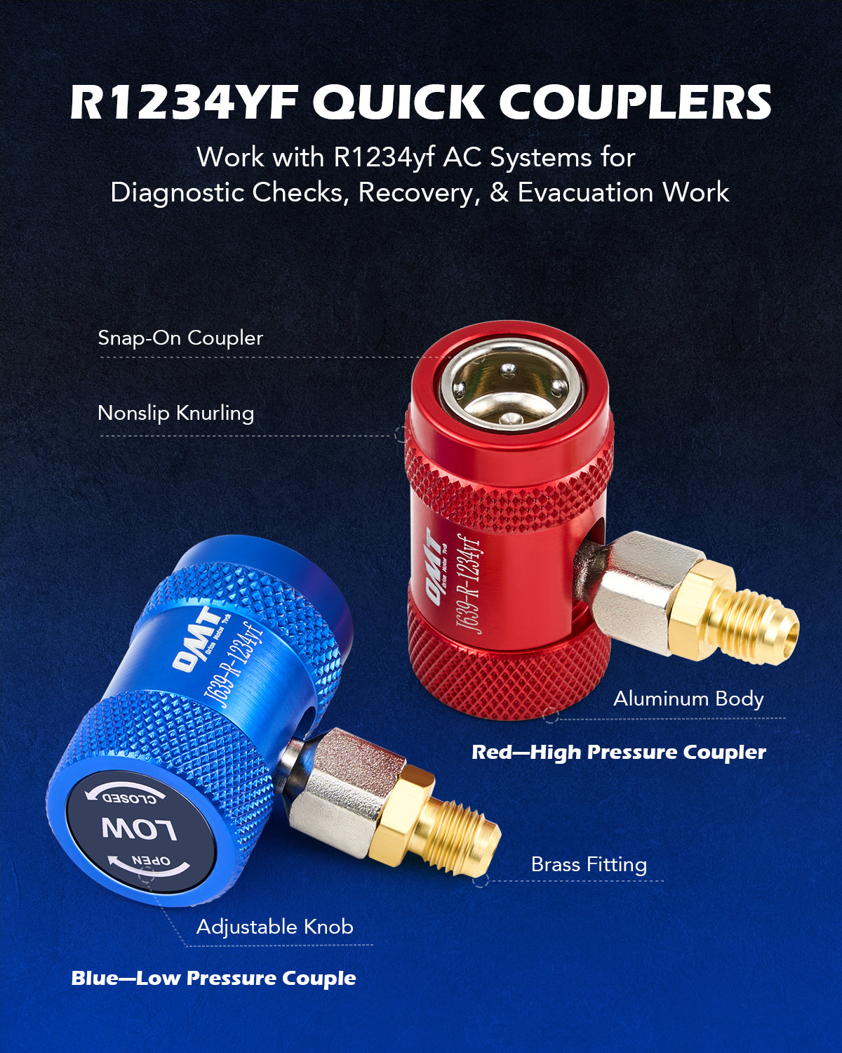 R1234yf Quick Couplers Set, R1234yf Adapter Tool Kit with Self-Sealing ...