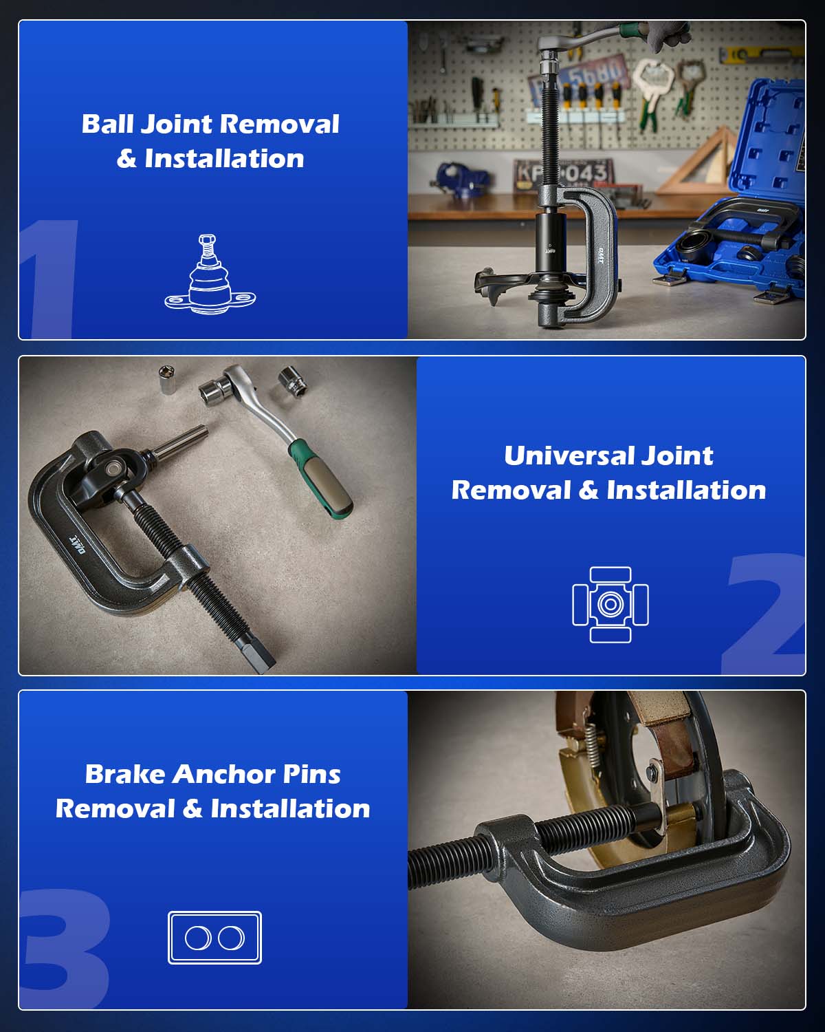 Heavy Duty Ball Joint Press & U Joint Removal Tool Kit with 4wd Adapte ...
