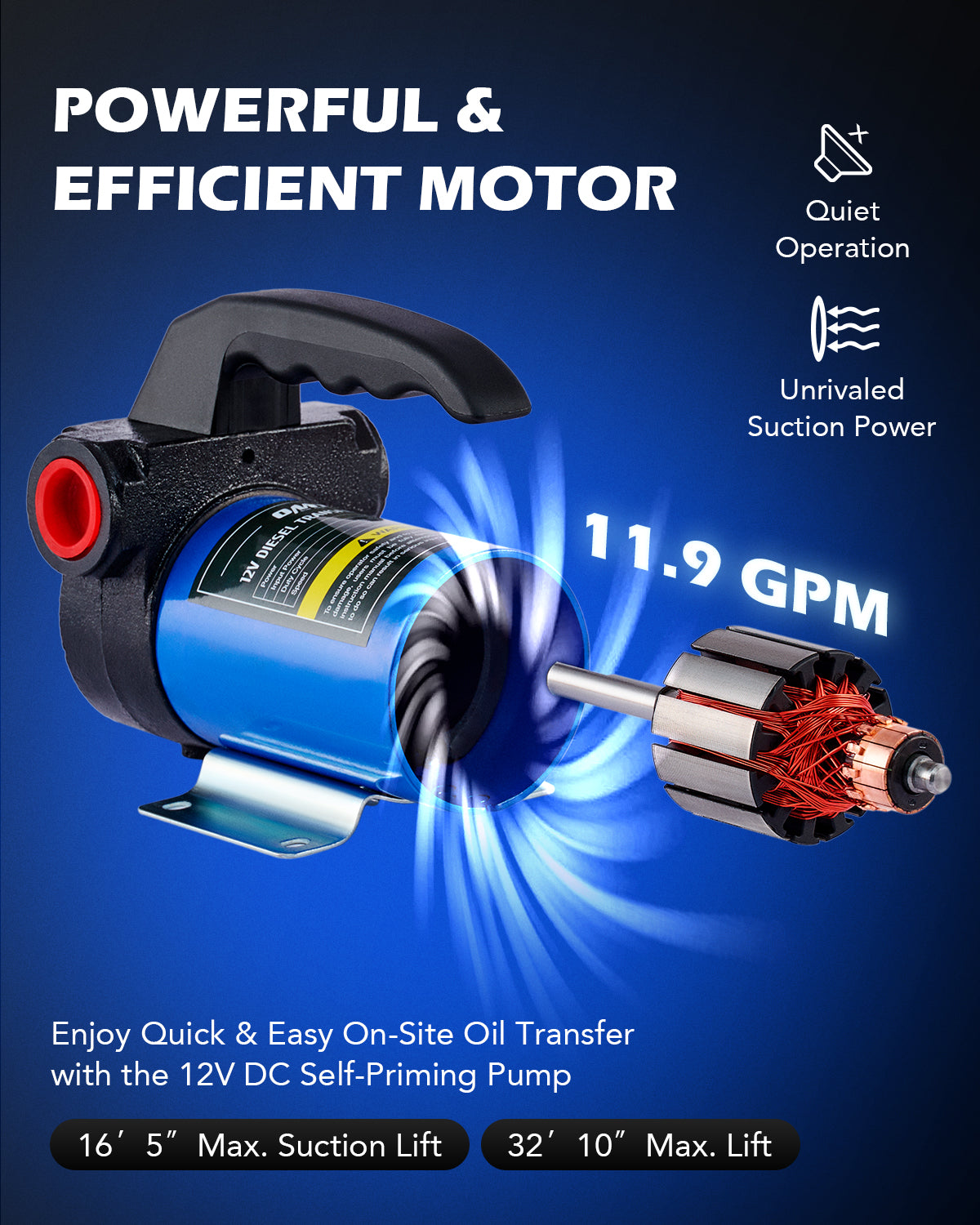 Fuel Transfer Pump,12V 12 gpm Portable Electric Fuel Pump - OMT ...