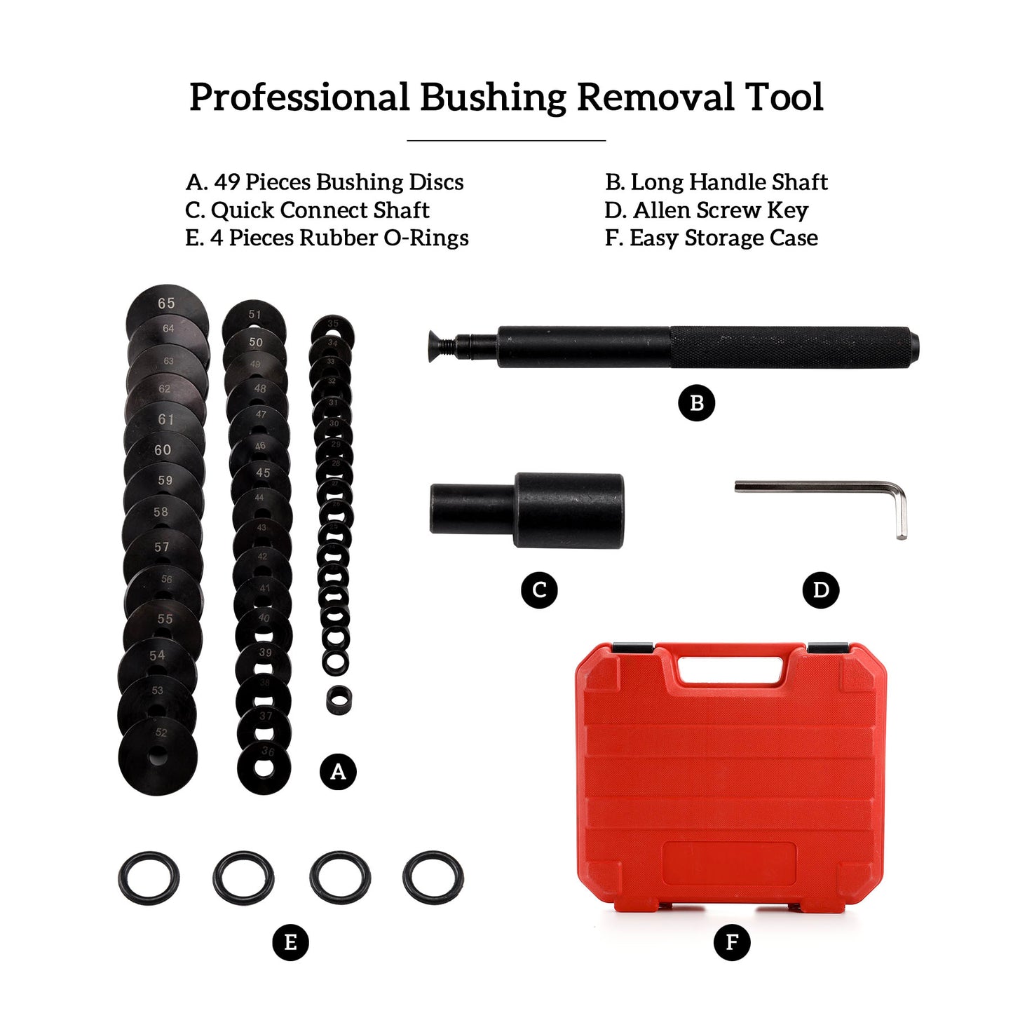 Custom Bushing Driver Set, 52pcs Bearing Race and Seal Tool Kit ...