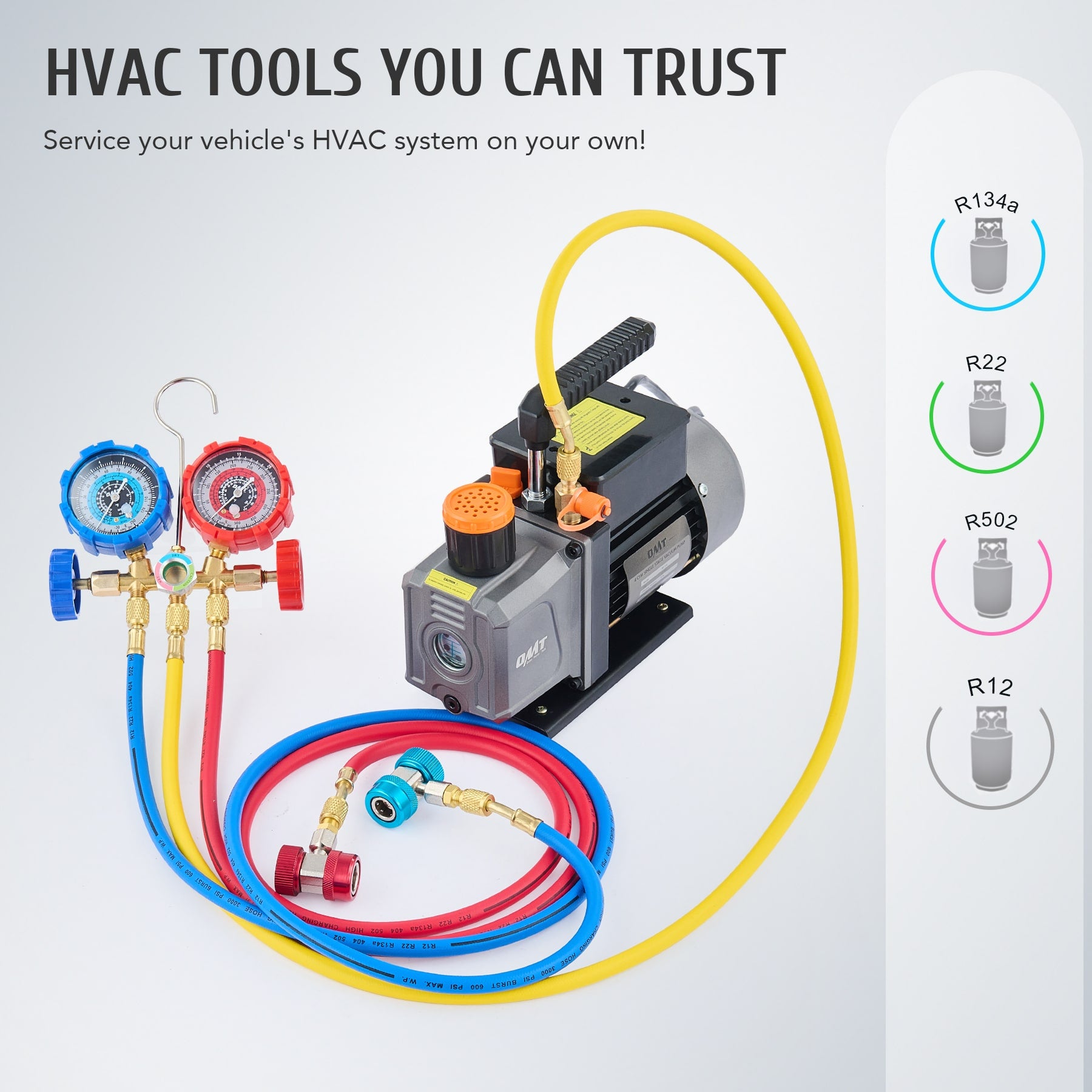 HVAC Vacuum Pump,4cfm Vacuum Pump Tool Set with Manifold Gauge Kit ...