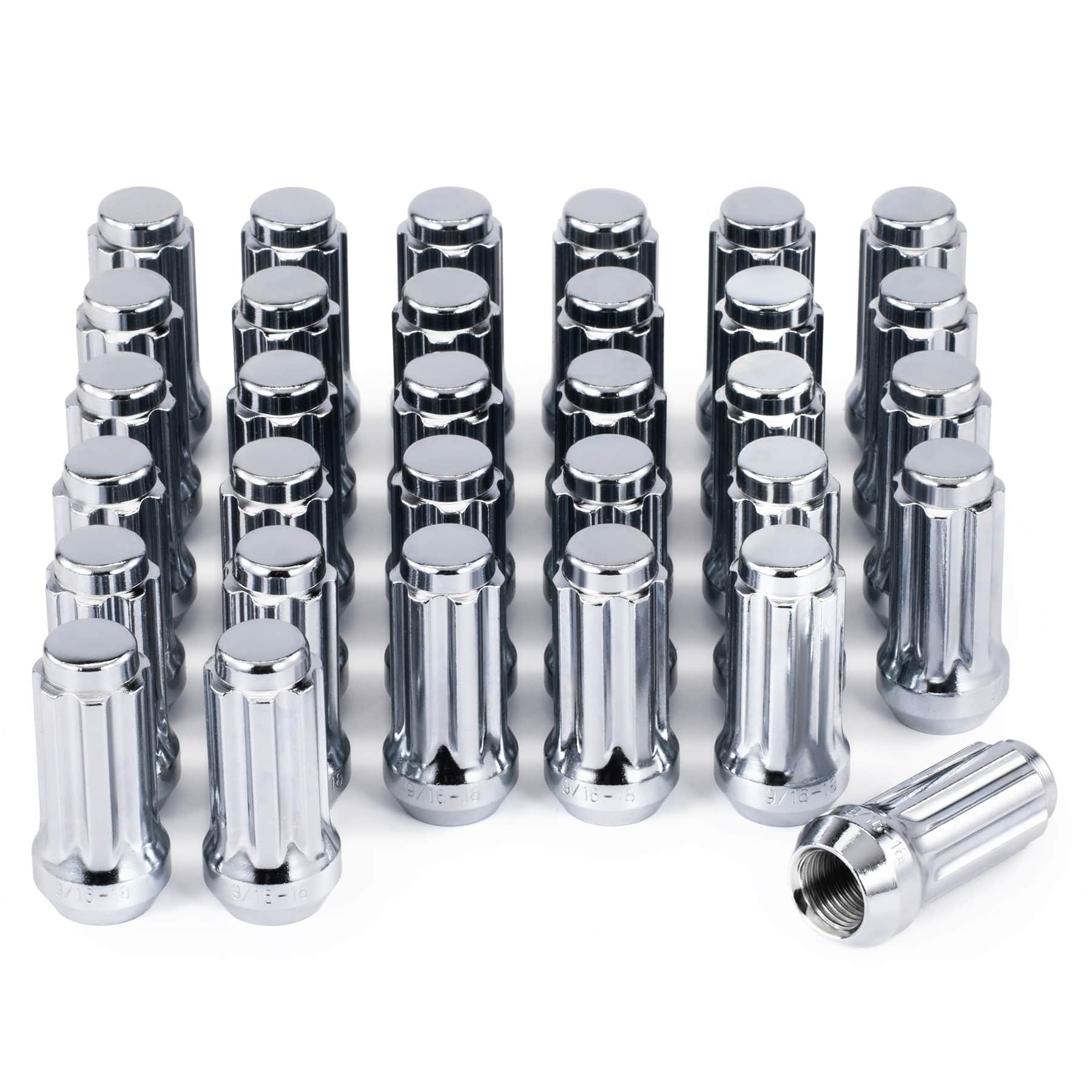 SAE 9/16-18 Spline Drive Wheel Acorn Lug Nuts Chrome Plated, 32pcs ...