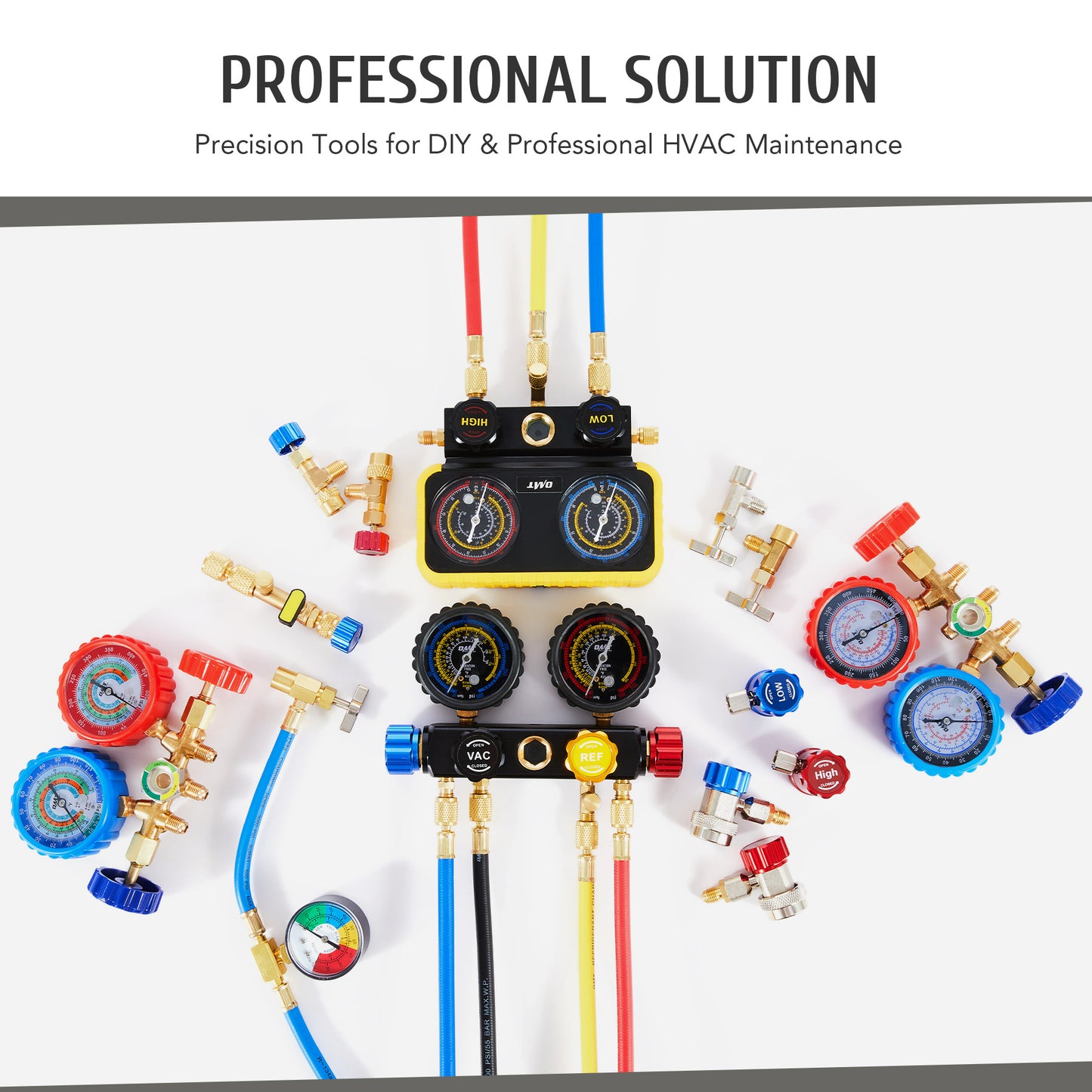 AC Manifold Gauge Set,4 Way Automotive AC Tool Kit - Orion Motor Tech – OrionMotorTech