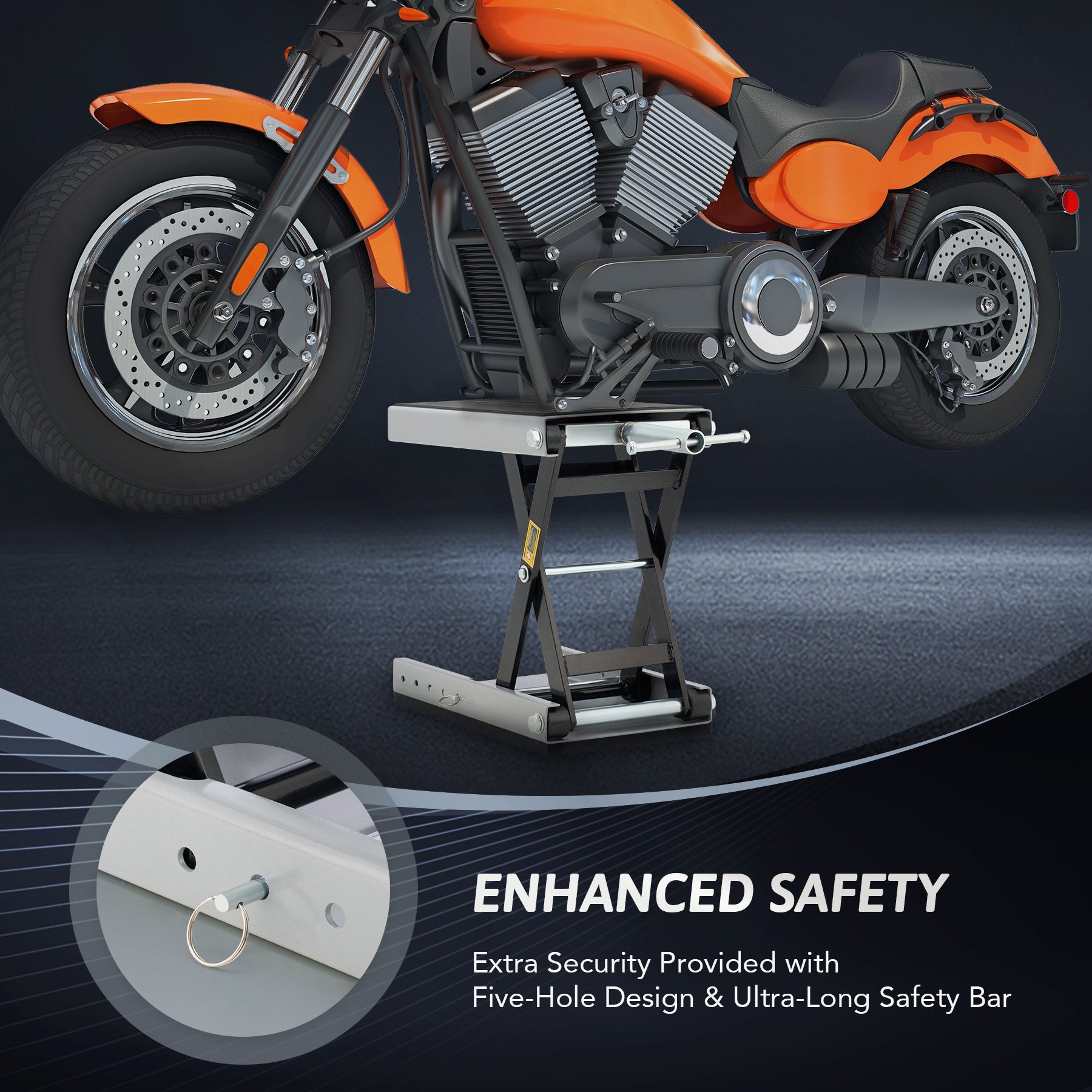 Motorcycle Scissor Jack Stand with Wide Deck - Orion Motor Tech ...