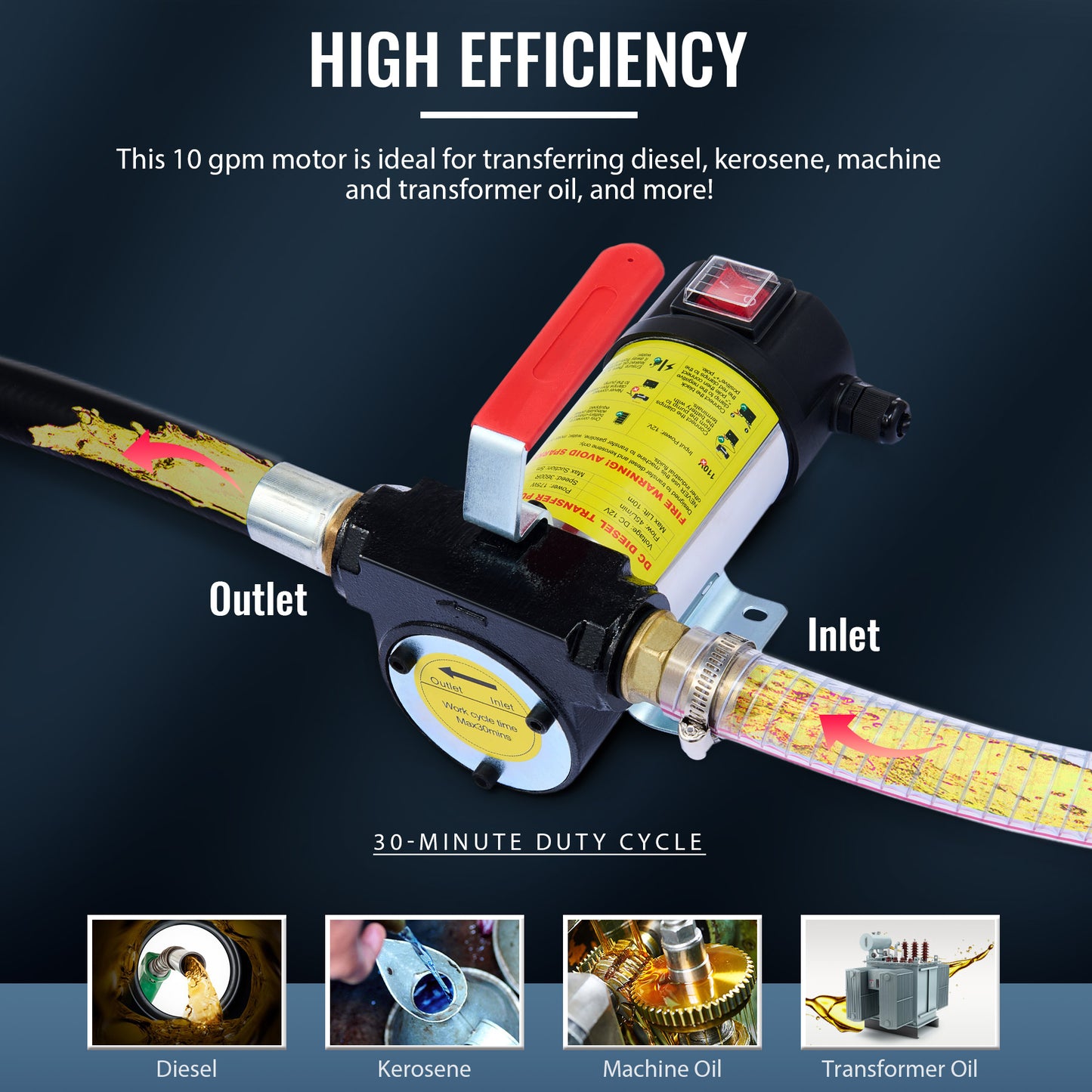 Diesel Fuel Pump 12V DC 10GPM Oil Transfer Extractor- OMT – OrionMotorTech